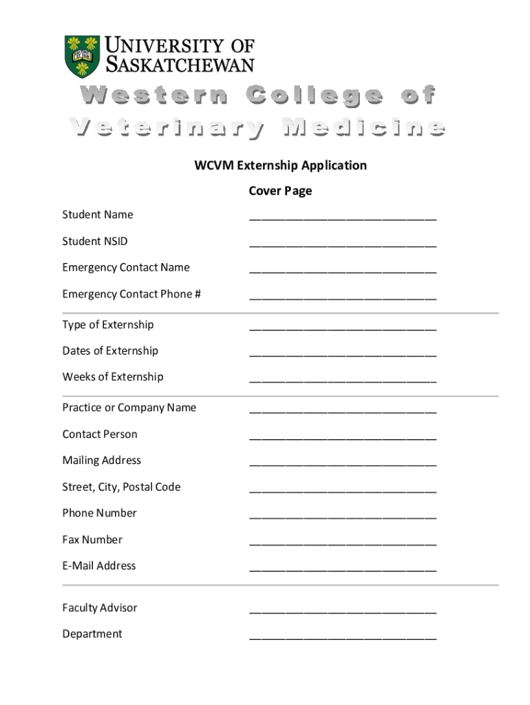 Fillable Online WCVM Externship Application Cover Page Fax Email Print ...