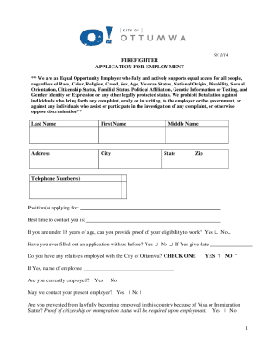 Fillable Online firefighter application for employment - City of ...