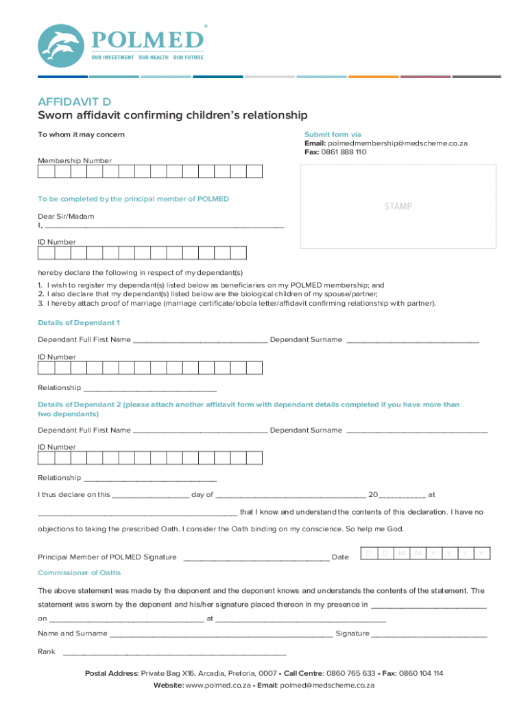 Fillable Online Polmed Affidavit Form - Fill Online, Printable ...