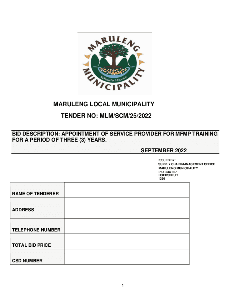 Fillable Online Bid Opening Register - Welcome to Maruleng Municipality ...