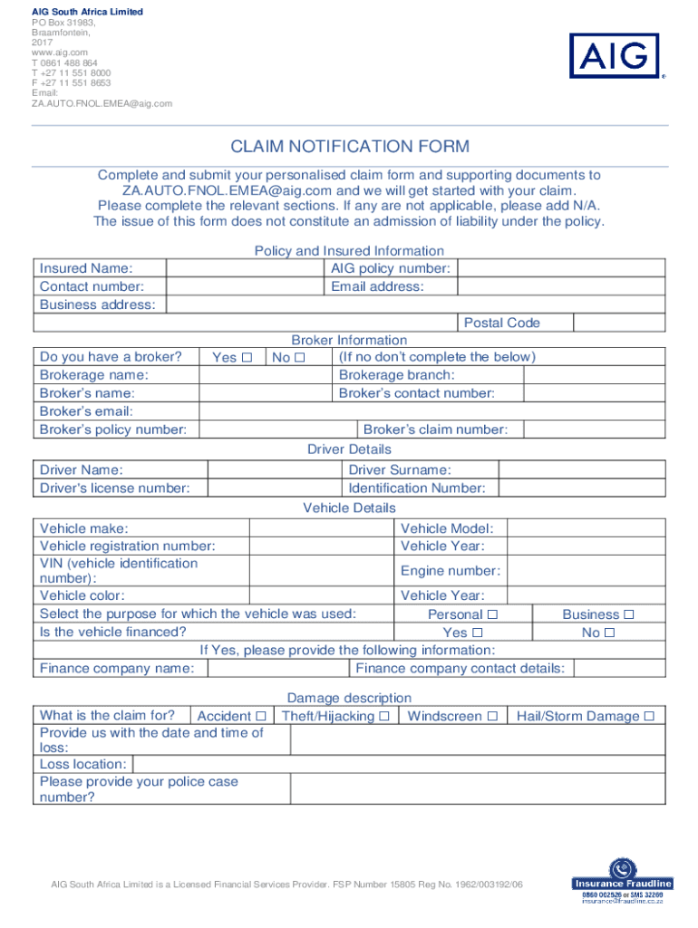 Fillable Online Glass Claim Form Glas Eisvorm - SBC Financial Services Fax Email Print - pdfFiller