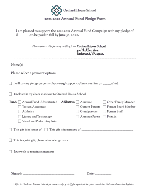 Fillable Online Annual Fund Downloadable Pledge Form Fax Email Print ...