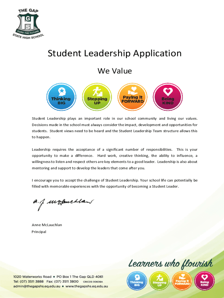 Fillable Online thegapshs eq edu Why student leadership is important in ...