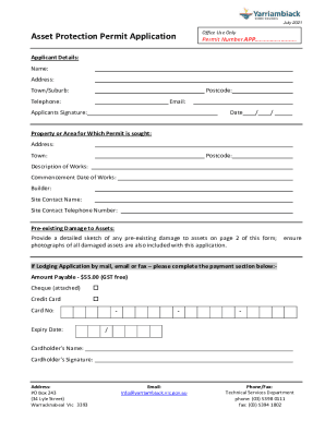 Fillable Online Asset Protection Permit Application - Online Form Fax ...