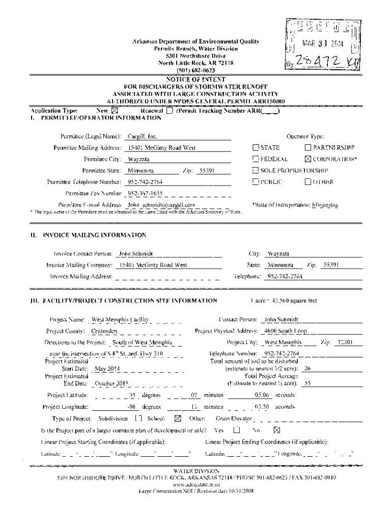 Fillable Online Arkansas Department of Environmental Quality - Benton ...