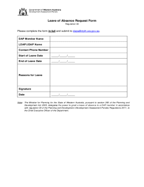 Fillable Online Leave of absence request form. Development Assessment ...