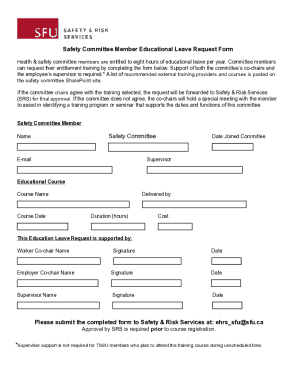Fillable Online Safety Committee Member Educational Leave Request Form ...