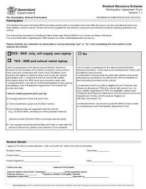 Fillable Online student-resource-scheme-participation-agreement-form ...
