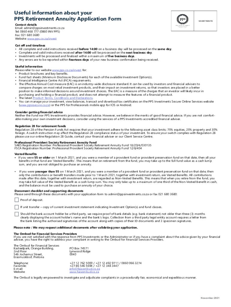 Fillable Online PPS Preservation Funds Application Form Fax Email Print ...