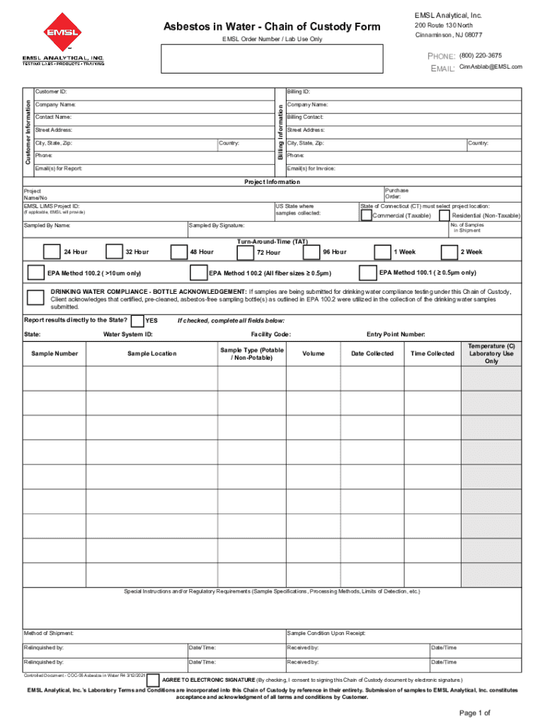 Fillable Online sample submittal form - emsl order number (lab use only ...