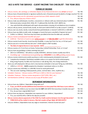 Fillable Online Client Checklist & Worksheets - Acc-U-Rite Fax Email ...