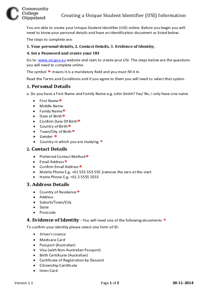 Fillable Online ccg asn Using Digital Identity to create a USIUnique Student Identifier Fax ...