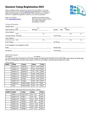 Fillable Online Camper Registration Form (revised 11.30.22).docx Fax ...