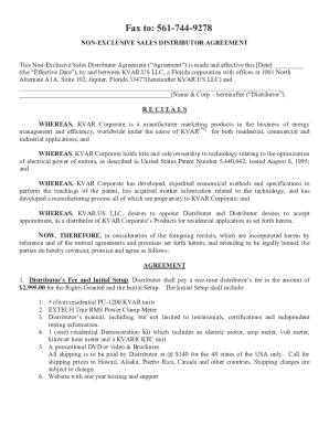 Fillable Online DRAFT Service Agreement Between Distributor XYZ and ...