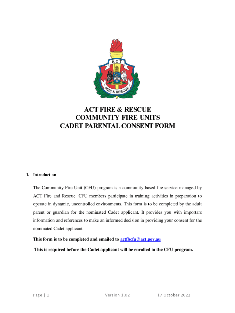 Fillable Online esa act gov Cadet Parental Consent Form Fax Email Print - pdfFiller