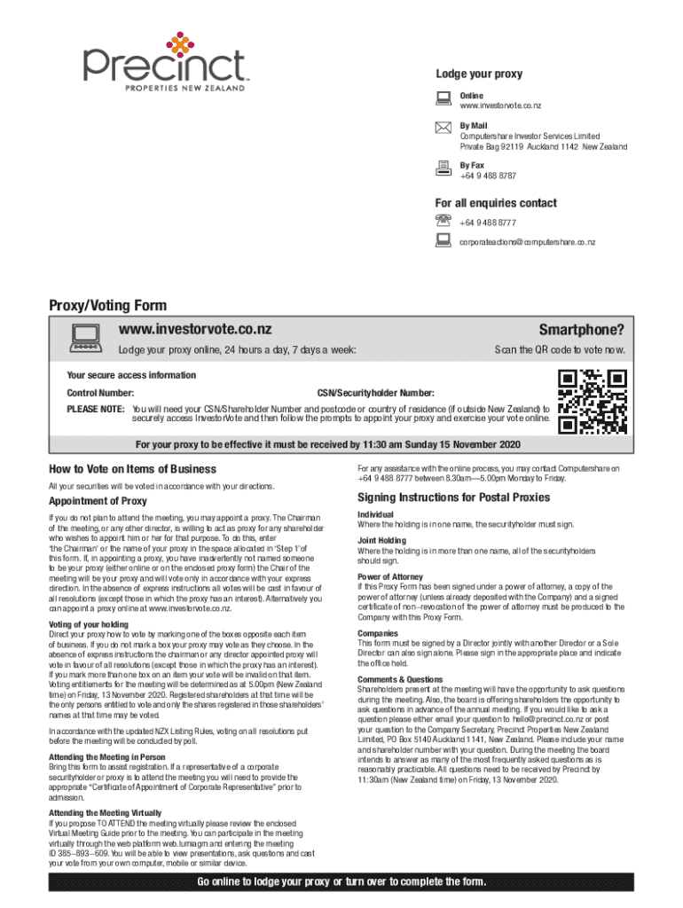 Fillable Online Proxy/Voting form Fax Email Print - pdfFiller