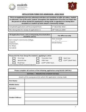 Fillable Online APPLICATION FORM FOR ADMISSION 2023/2024 Fax Email Print - pdfFiller