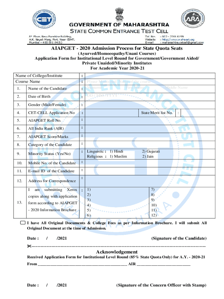 Fillable Online Schedule For Registration For State Quota Seats ...