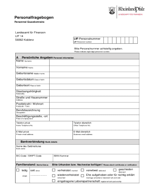 Fillable Online Personnel Questionnaire Fax Email Print - pdfFiller