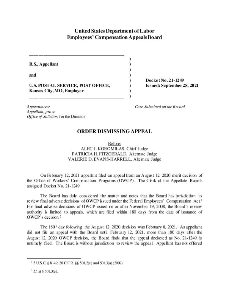 Fillable Online 18-0100: T.L. and U.S. POSTAL SERVICE, POST OFFIC... Fax Email Print - pdfFiller