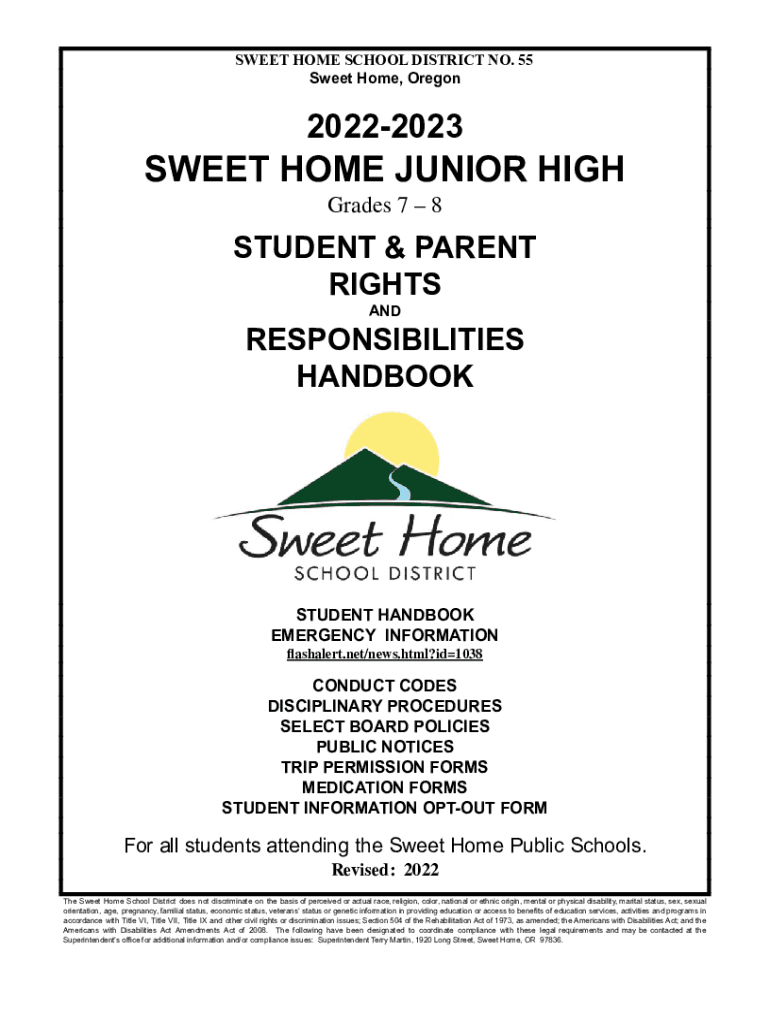 Fillable Online STUDENT & PARENT RIGHTS AND RESPONSIBILITIES HANDBOOK ...