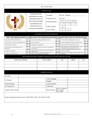 Fillable Online Calvary Christian College - Application Form.docx Fax ...