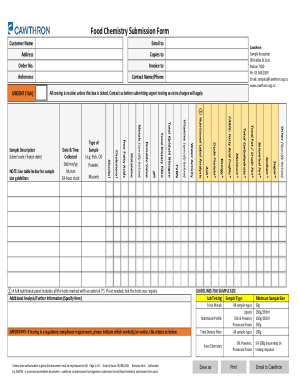Fillable Online Food Submission Form. Submission form for generic food ...
