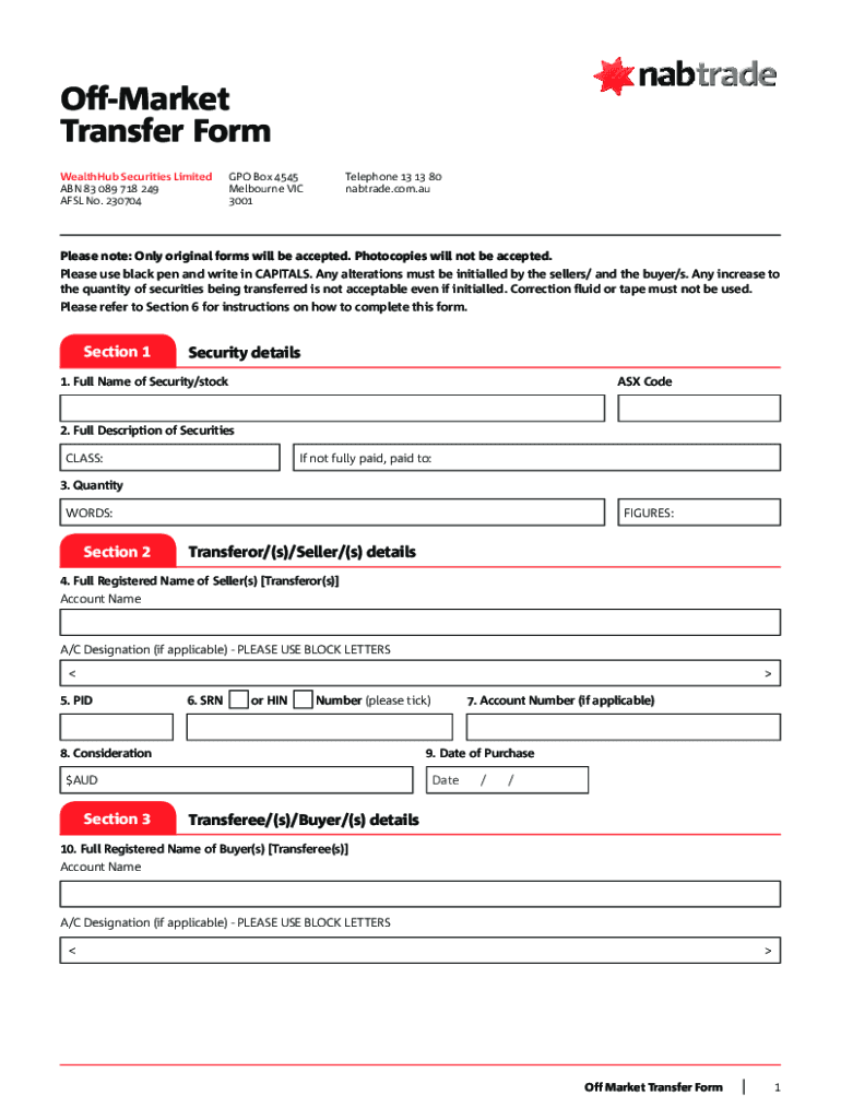 Fillable Online Transfer form for non-market transactions Fax Email Print - pdfFiller
