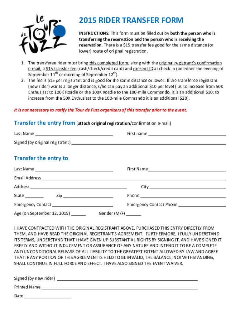 Fillable Online Booking Transfer Request Form Fax Email Print - pdfFiller