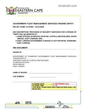 Fillable Online bid no: scmu10-gfms - Eastern Cape Department of ...