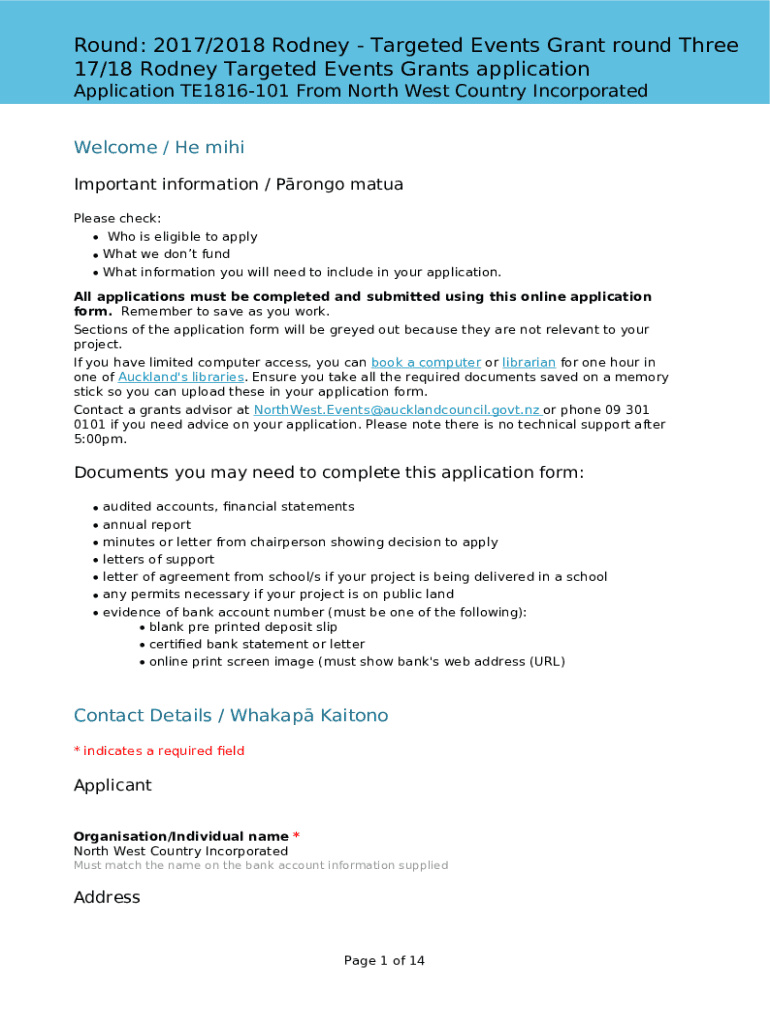 Fillable Online infocouncil aucklandcouncil govt Application GuidelinesEvents component - Canada ...