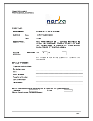 Fillable Online TENDER BRIEFING FOR THE APPOINTMENT OF A ... - Nersa ...