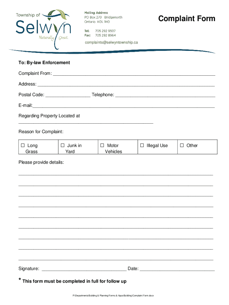 Fillable Online Phone Form - Descriptions of Complaint Issues Fax Email Print - pdfFiller
