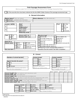 Fillable Online Fish passage field form template 14Jun19clean.xlsx Fax ...