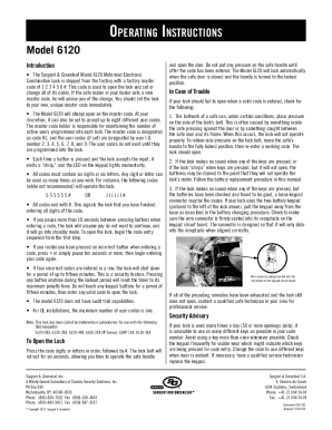 Fillable Online Sargent and Greenleaf S&G 6120 safe lock disassembly ...