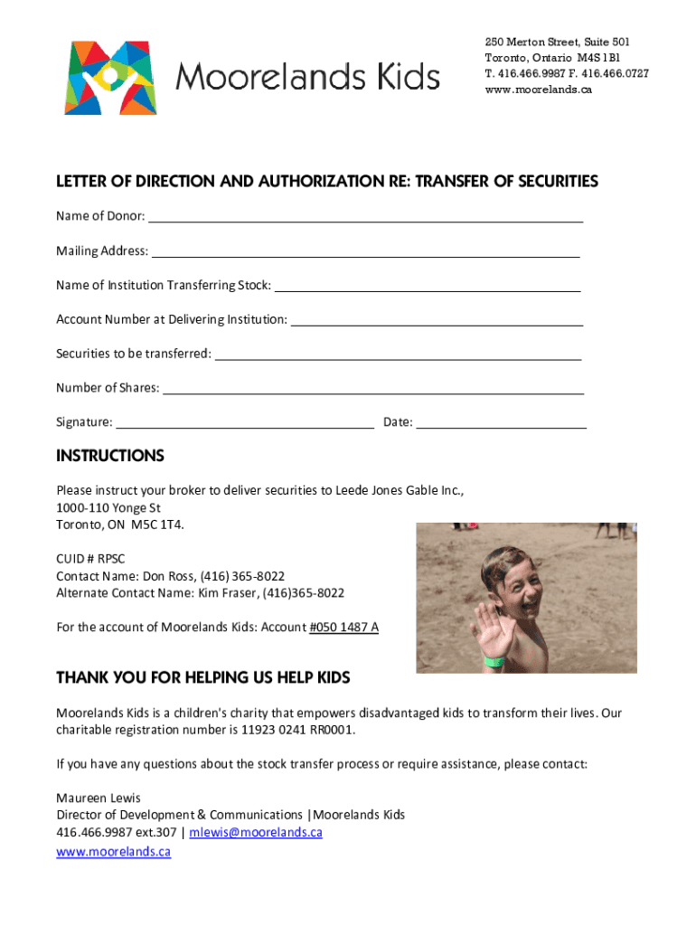 Fillable Online letter of direction and authorization re: transfer of ...