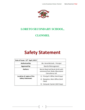 Fillable Online Safety, Health and Welfare at Work. Safety Statement ...