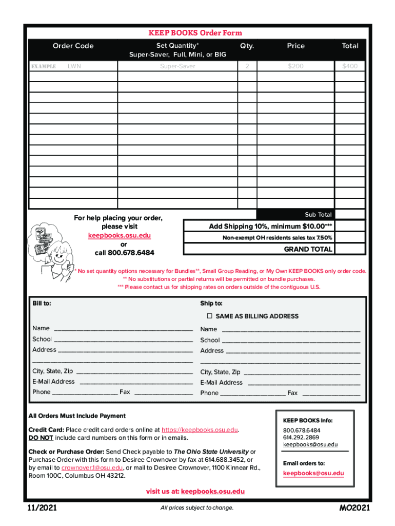 Fillable Online KEEP BOOKS Order Form Fax Email Print - pdfFiller