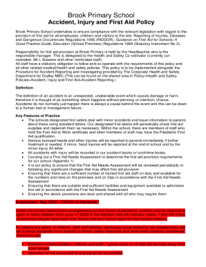 Fillable Online Brook Primary School - Accident, Injury and First Aid Policy Fax Email Print ...