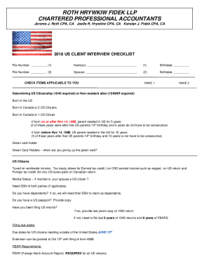Fillable Online US Tax Client Interview Checklist Fax Email Print ...