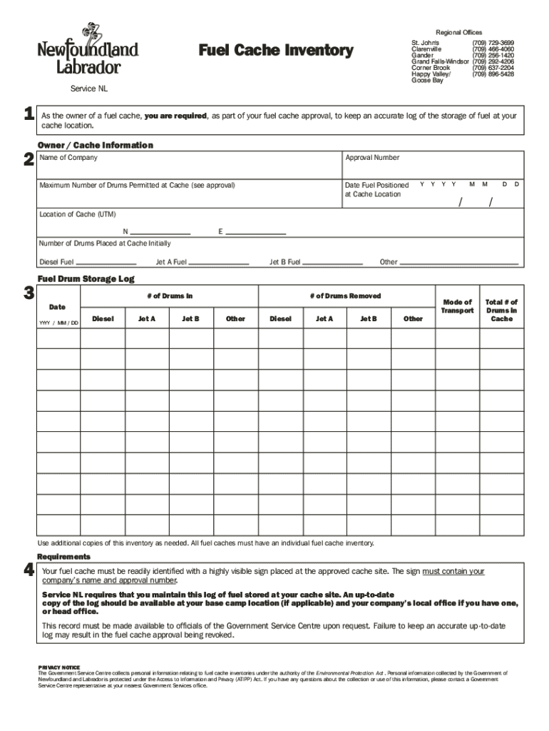 Fillable Online Fuel Cache Inventory Form.cdr Fax Email Print - pdfFiller