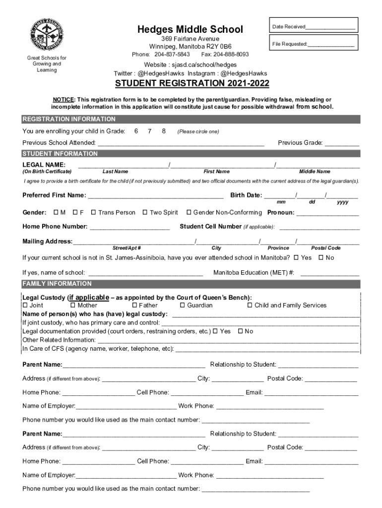 Fillable Online Opening Day letter 21-22 - Hedges Middle School Fax ...