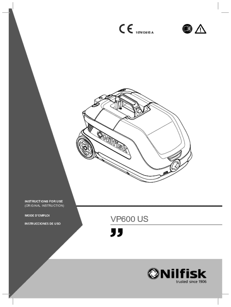 Fillable Online VP600 US - 107413615 A.indb - Nilfisk, Advance Fax Email Print - pdfFiller