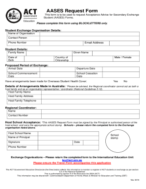 Fillable Online AASES Form - ACT Education Directorate Fax Email Print ...