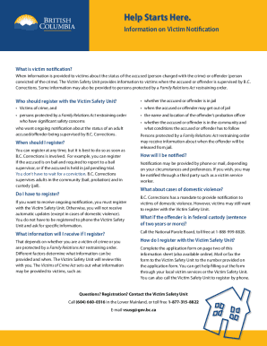 Fillable Online Help Starts Here - Victim Notification Application Form ...