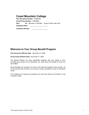 Fillable Online Your Group Benefit Program - Coast Mountain College Fax Email Print - pdfFiller