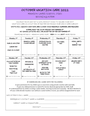 Fillable Online october vacation care 2022 - mawson lakes school oshc ...