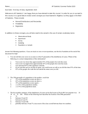 Fillable Online AP Statistics Summer Review Fax Email Print - pdfFiller