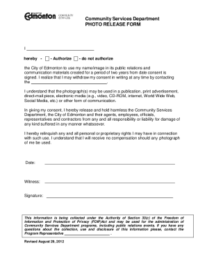 Fillable Online Photography Consent Form. Community Services ...
