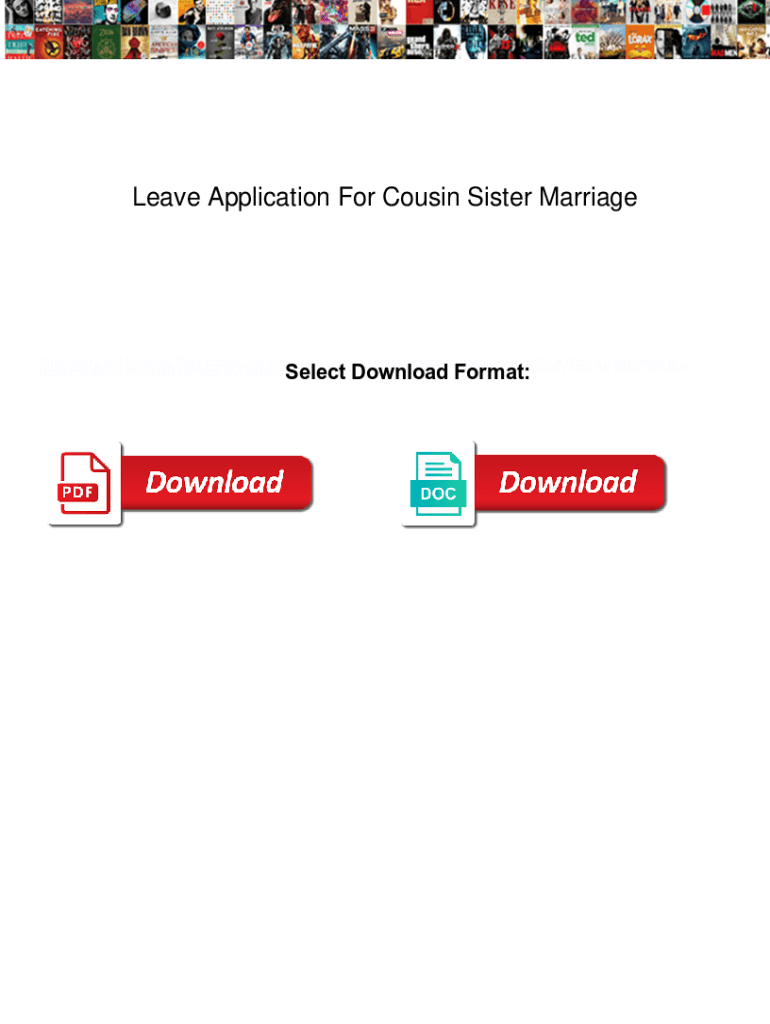 Fillable Online Leave Application For Cousin Sister Marriage. Leave ...